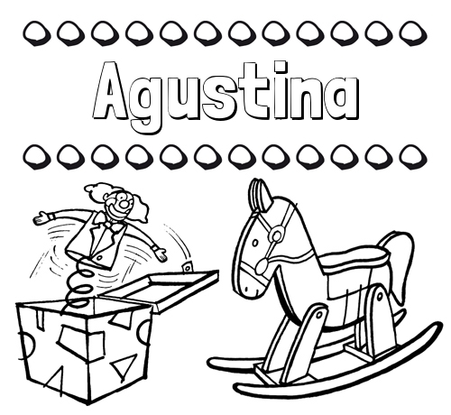Nombre Agustina: Colorear los nombres: dibujo con juguetes