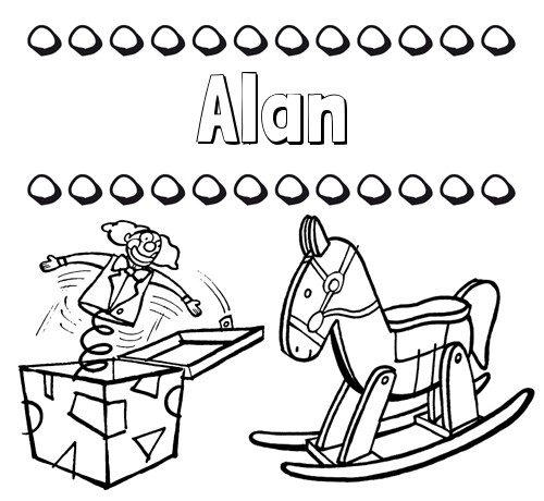 Nombre Alan: Colorear los nombres: dibujo con juguetes