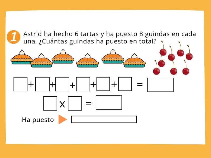 Tabla de multiplicar del 8. Ejercicios de matemáticas para niños