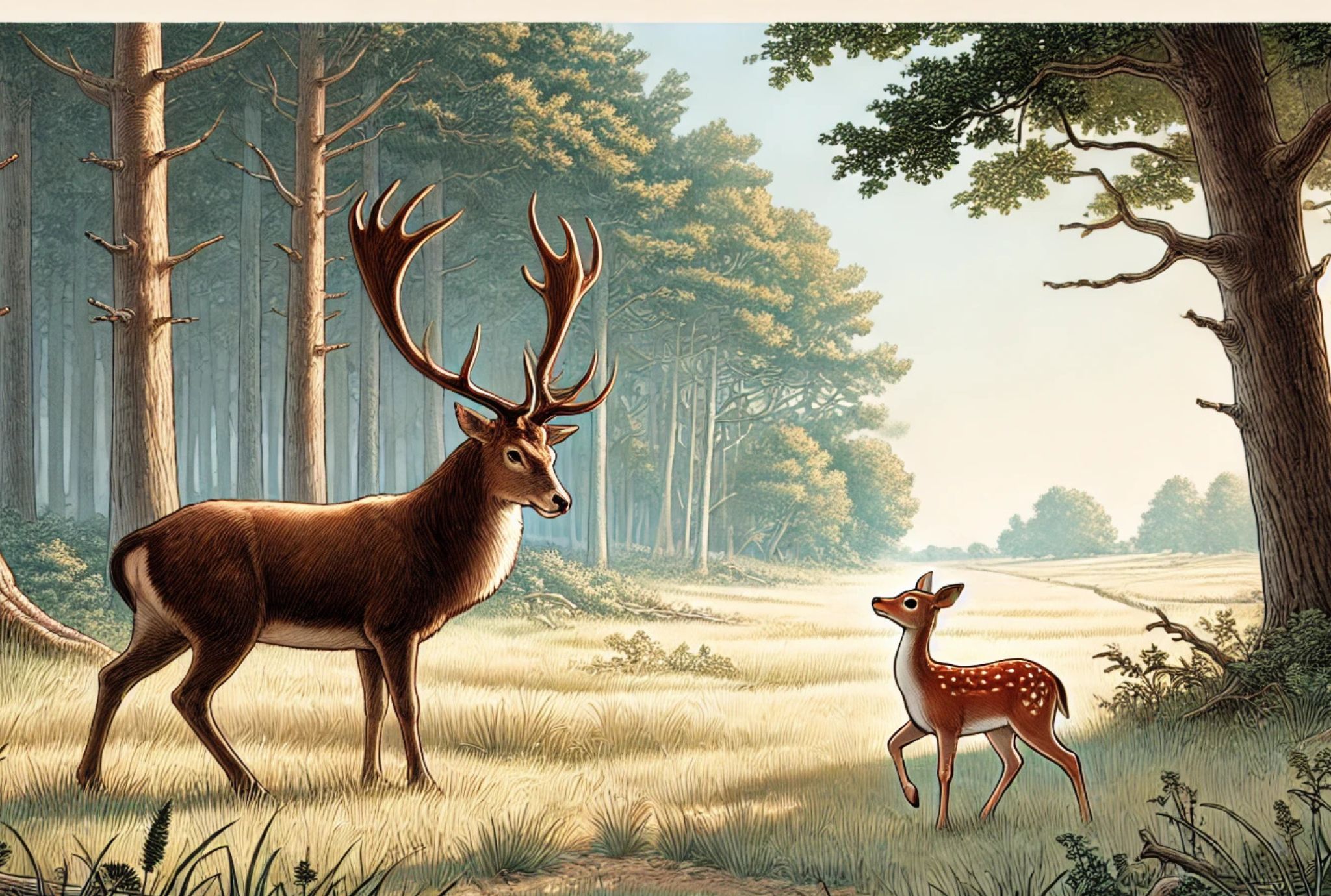 El ciervo y el cervatillo, una fábula de Esopo para niños