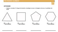 Ficha escolar de geometría. Los polígonos