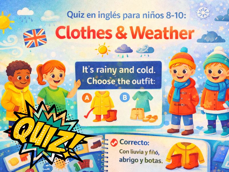 Quiz en inglés para niños 8 a 10. Clothes & Weather